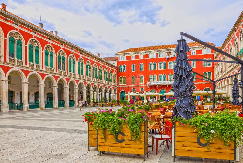 Split, Croatia, Old Town Square Editorial Stock Image - Image of ...