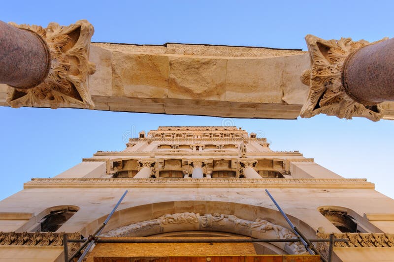 Split, Croatia Peristyle and Bell Tower Stock Image - Image of ...