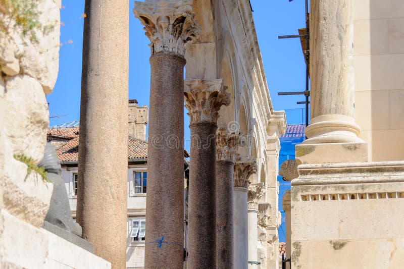 Colonnade of the Peristyle Square, Split, Croatia Stock Image - Image ...