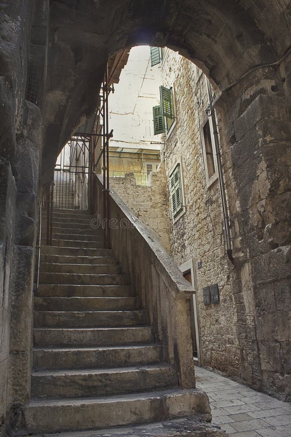 Ancient Courtyard in the Historic Ancient Centre of Split, Croatia ...