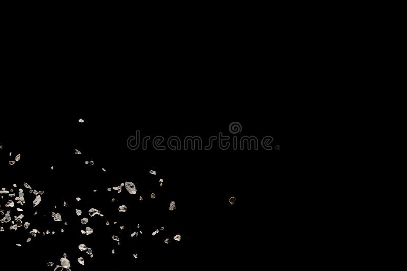 Split Debris of Gray Stone Exploding Against Black Background. Stock ...