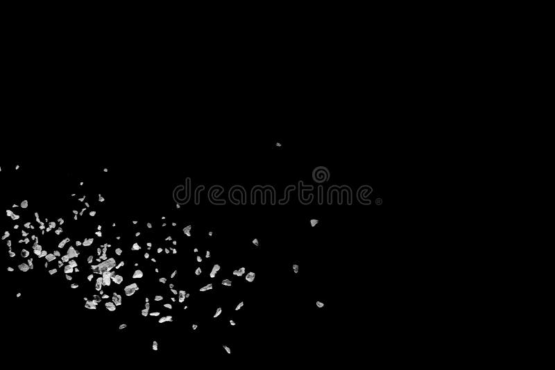 Split Debris of Stone Exploding Against Black Background Stock Photo ...