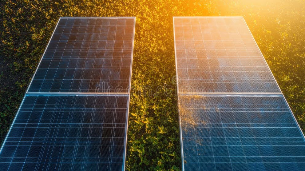 Split-frame Shot of Clean Vs Dusty Solar Panel, Sunlight Highlighting ...