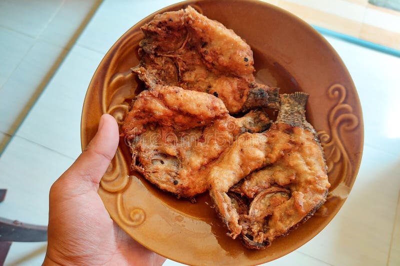 Split Fried Fish on a Plate Ready To Eat Stock Image - Image of healthy ...