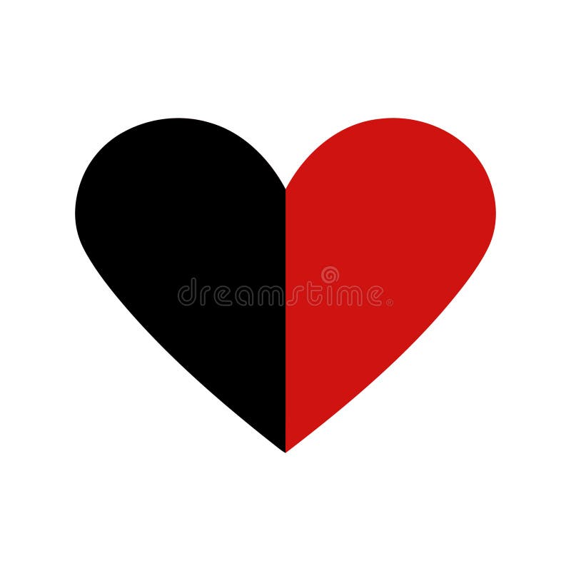 Split Heart Icon in Black and Red Stock Illustration - Illustration of ...