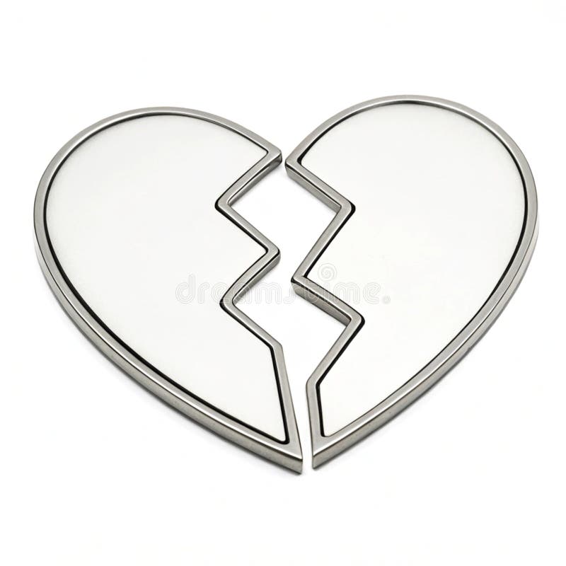 Split Heart Shape Flat Line Isolated on Transparent Background Stock ...