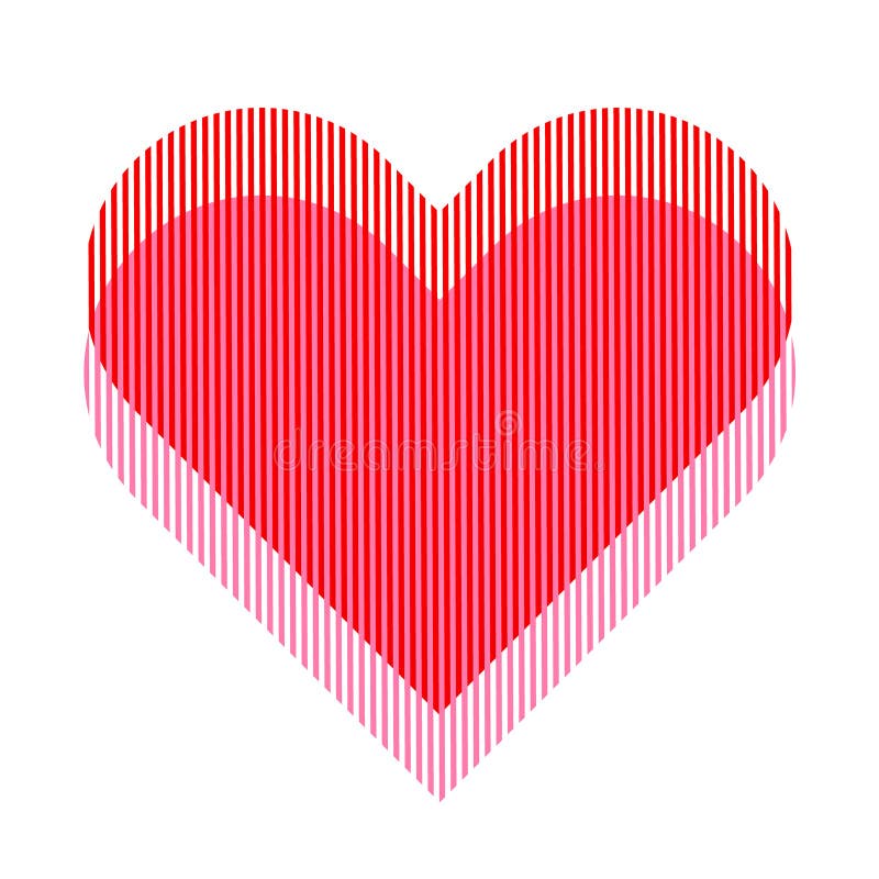 Split Heart Vector Effect In Red And Pink Lines, Isolated On A White ...