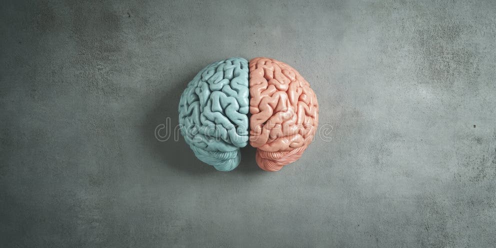 Split Human Brain Illustration Showcasing Creative and Analytical ...