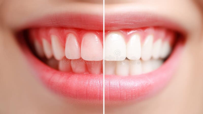 A Split Image Demonstrates the Dramatic Difference between Teeth before ...
