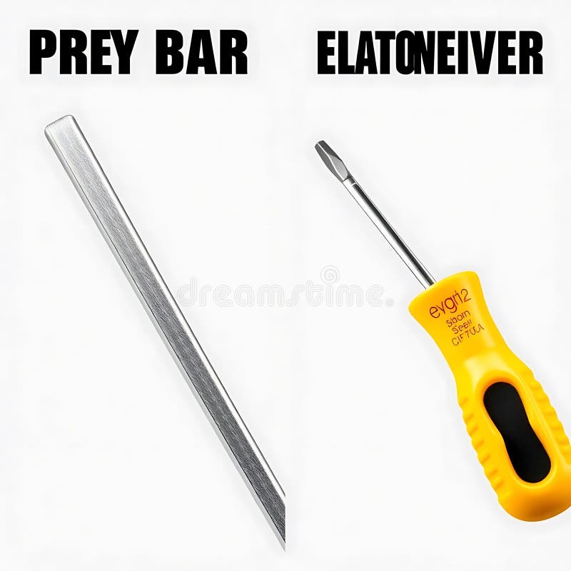A Split Image Showing a Pry Bar on One Side and a Flat Screwdriver on ...