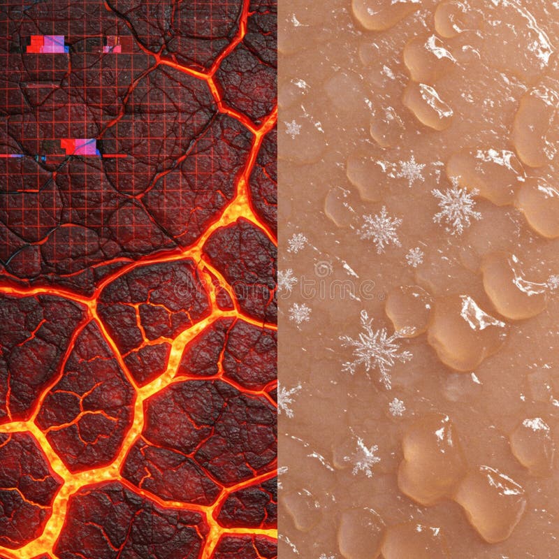 A Split Image Shows Contrasting Textures and Themes. the Left Side ...