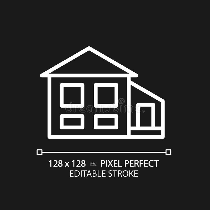 Split-level House Pixel Perfect White Linear Icon for Dark Theme Stock ...