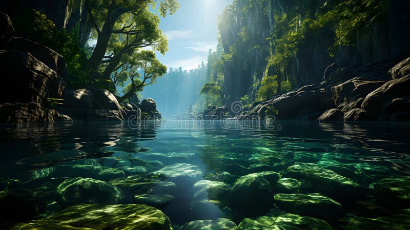 A Split Level of Photography in Tropical Tree Forest Stock Illustration ...