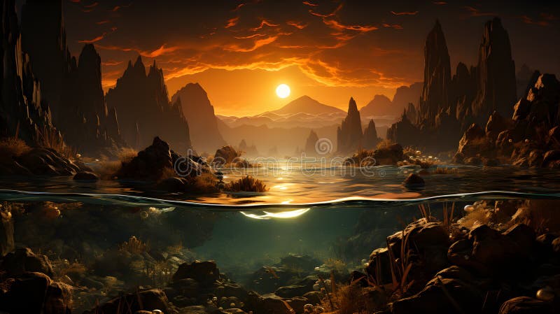 A Split Level of Photography in Sunset Stock Illustration ...