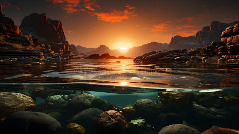 A Split Level of Photography in Sunset Stock Illustration ...