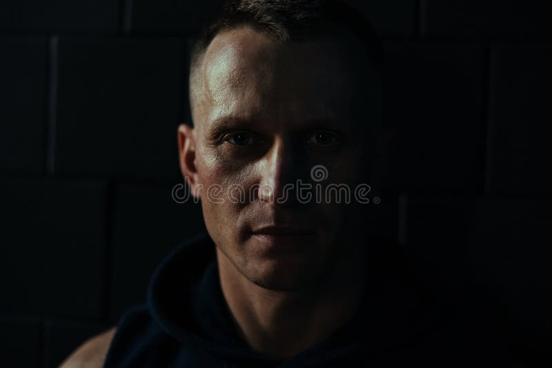 Split Light Portrait with Light and Shadow of Man Stock Photo - Image ...