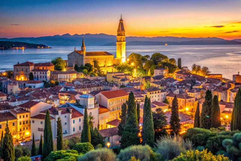 Split at Night â€ Roman Architecture in Croatia Stock Illustration ...