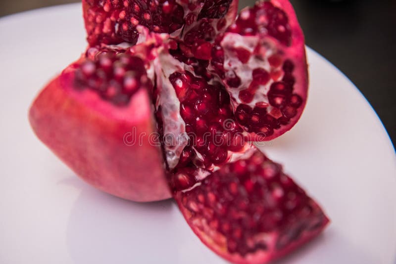 Split Open Flower Served Pomegranate Punica Granatum Fruit Isolated ...