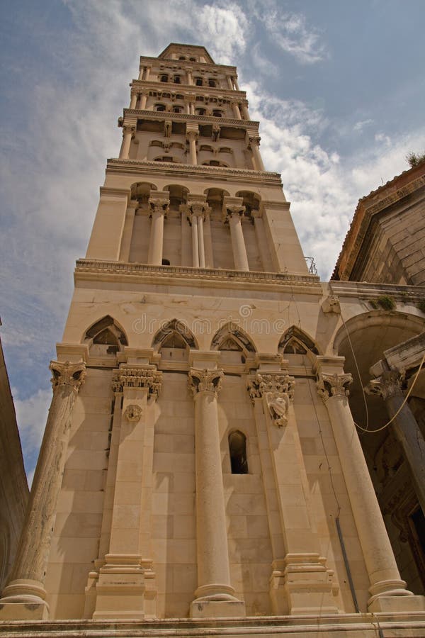 Split - Old Clock Tower and Saint Sculpture Stock Photo - Image of blue ...