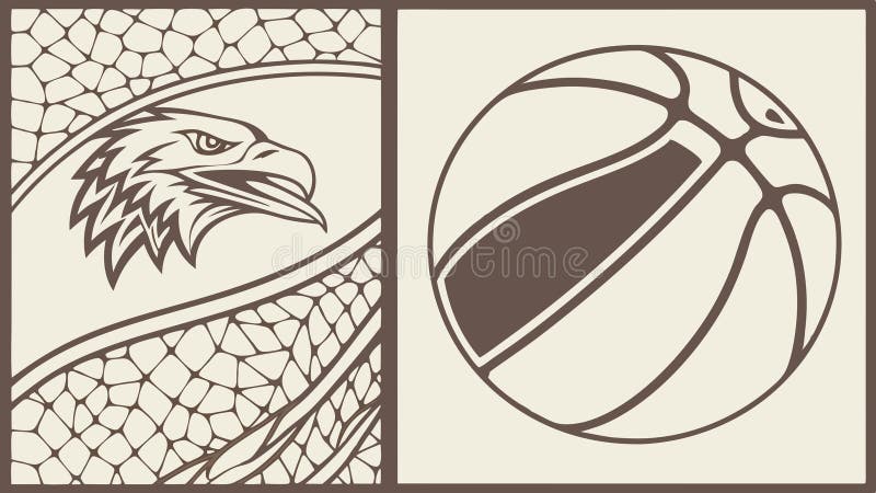 Split Panel Eagle Head Basketball Sports Strength Vector, Vector Design ...