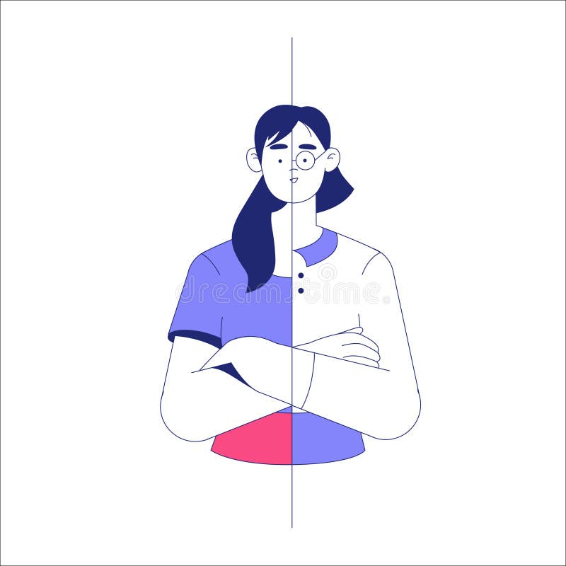 Split Personality Representation of a Female Character in Flat Vector ...