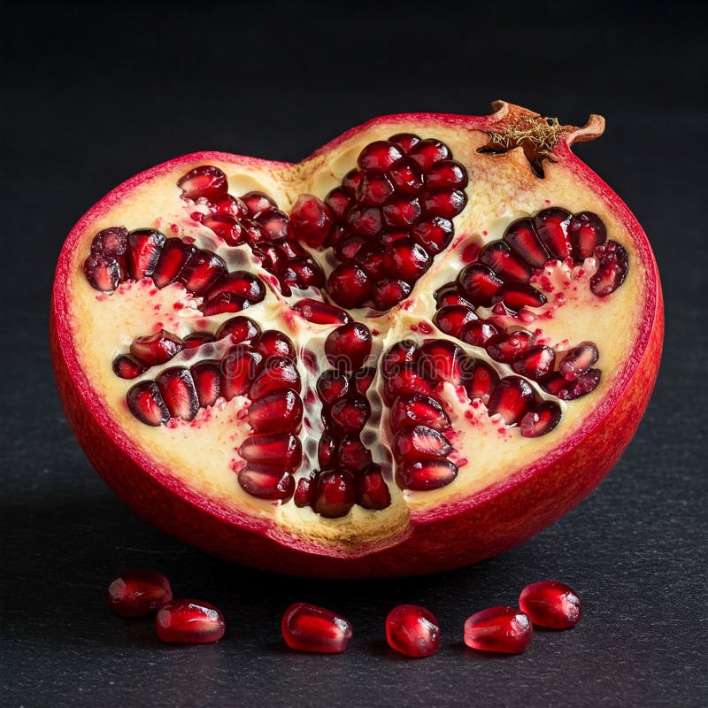 Split Pomegranate on Slate stock illustration. Illustration of ...
