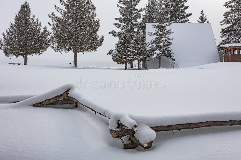 Split-Rail Fence and the Blizzard Editorial Image - Image of zigzag ...