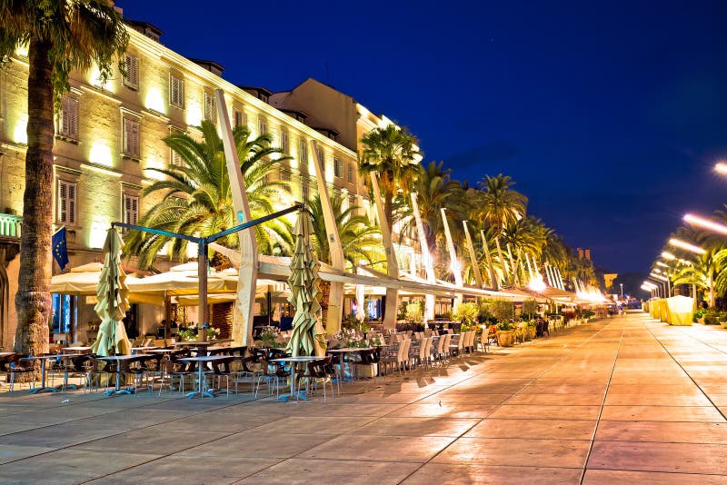 Split Riva Waterfront Evening View Stock Image - Image of ocean ...
