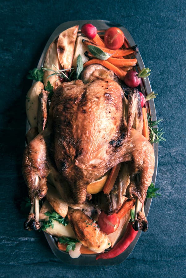 Split Roasted Stuffed Whole Turkey Stock Image - Image of vegetables ...