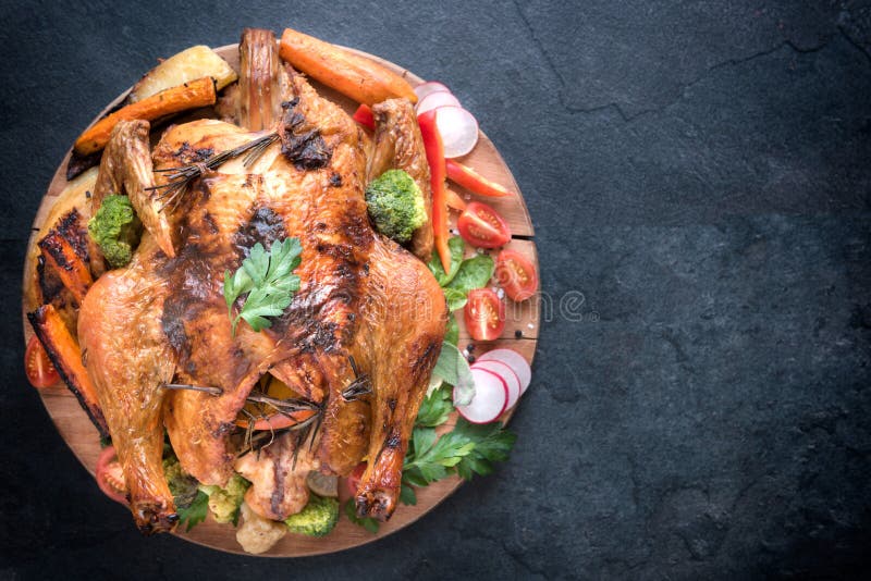 Split Roasted Stuffed Whole Turkey Stock Image - Image of vegetables ...