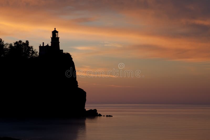 Split Rock Lighthouse Sunrise Silhouette Stock Photo - Image of nature ...