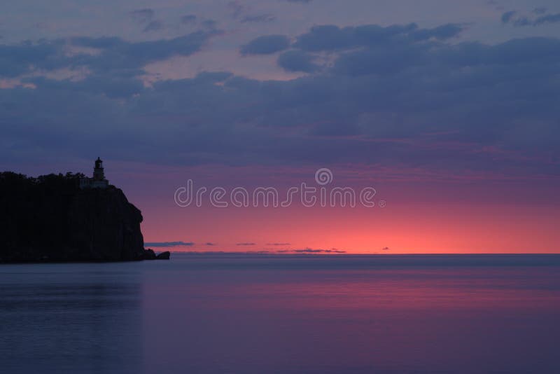 Split Rock Lighthouse Sunrise Silhouette Stock Photo - Image of nature ...