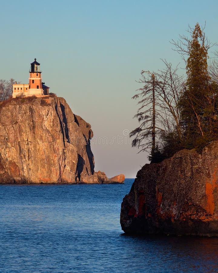 Split Rock Lighthouse with an Island on a Foreground Stock Image ...