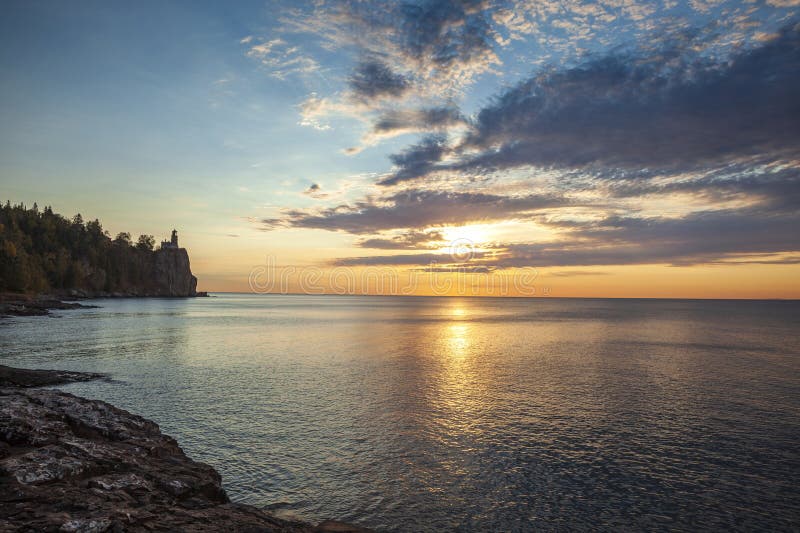 Split Rock Lighthouse on the North Shore of Lake Superior at Dawn with ...
