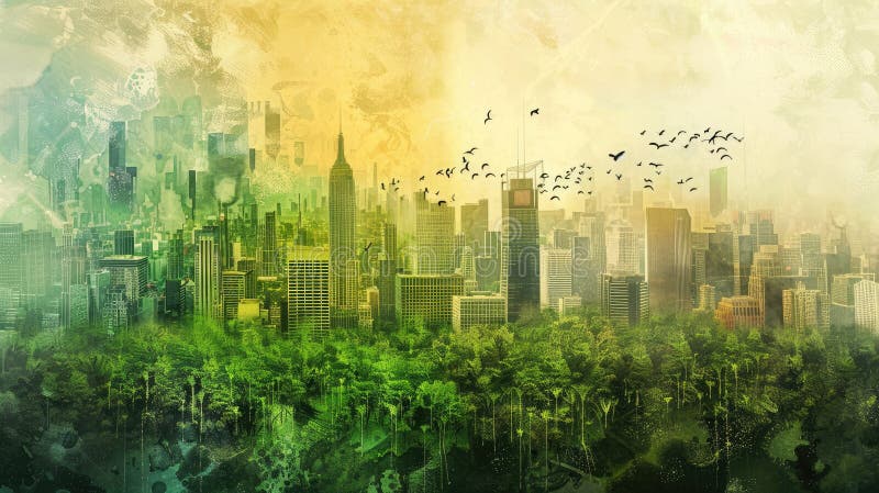 Split-screen Abstract Design Contrasting Polluted and Sustainable ...