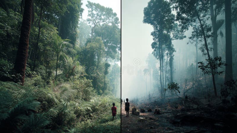 A Split-screen Visual Metaphor Capturing Two Starkly Different ...