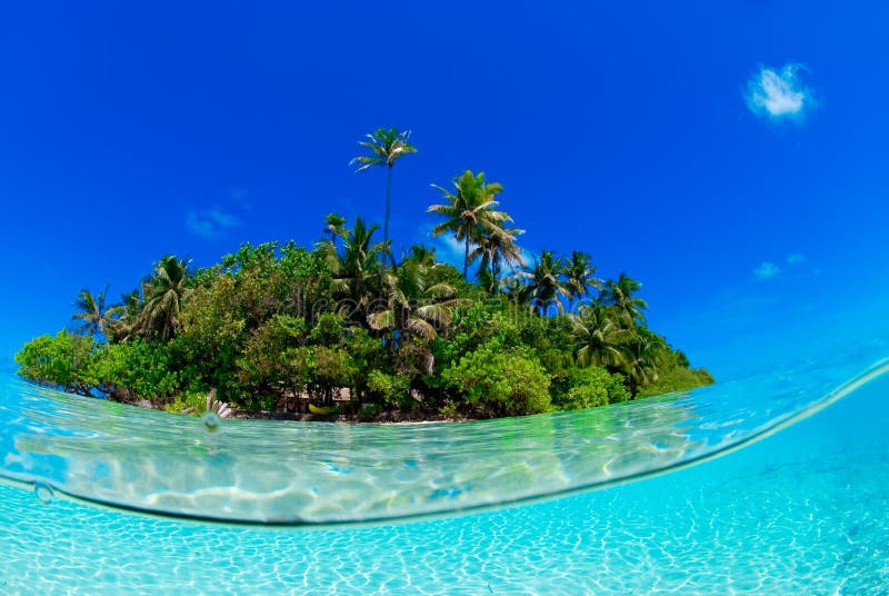 Split Shot of Tropical Island Stock Photo - Image of exotic, romantic ...