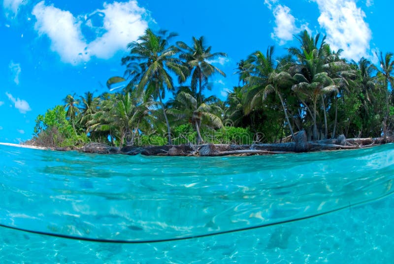 Split Shot of Tropical Island Stock Photo - Image of exotic, romantic ...