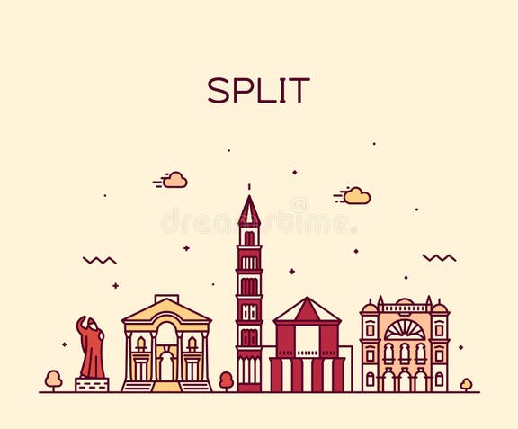 Split Skyline Croatia Vector Illustration a Linear Stock Vector ...