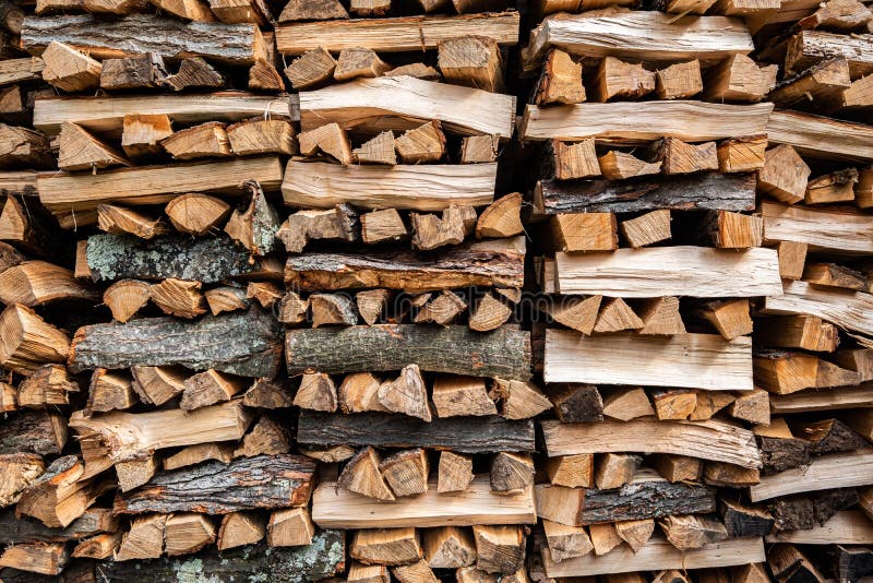 Split and Stacked Firewood Outdoors Stock Image - Image of cumbustible ...