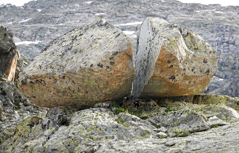 Glacial Erratic, Split Stone on Rock Stock Image - Image of glacial ...