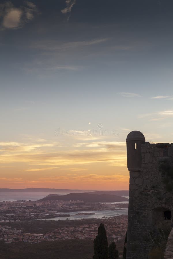 Split sunset stock image. Image of blue, medieval, croatia - 96835955
