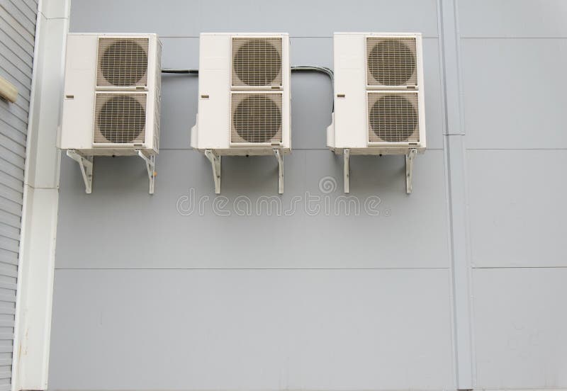 Split Systems on a Wall of Modern Building. Stock Image - Image of ...