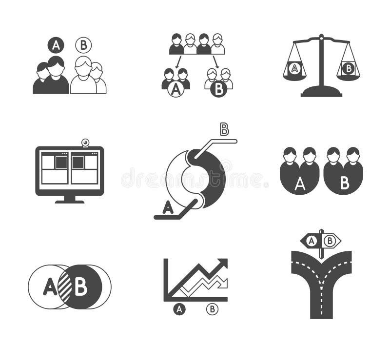 Split Testing a and B Black Icons Stock Vector - Illustration of ...