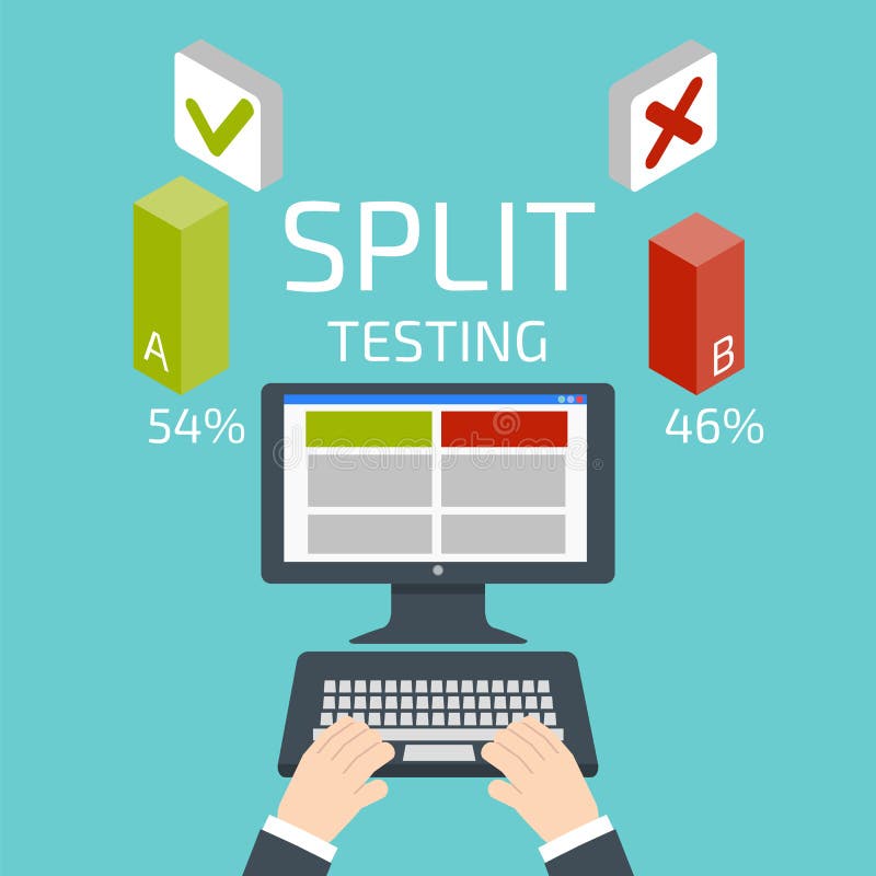 Split testing. Hands and stock vector. Illustration of laptop - 73317307