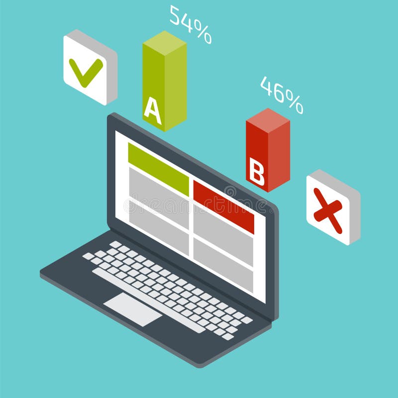 Split Testing with Laptop. Vector Illustration Stock Vector ...