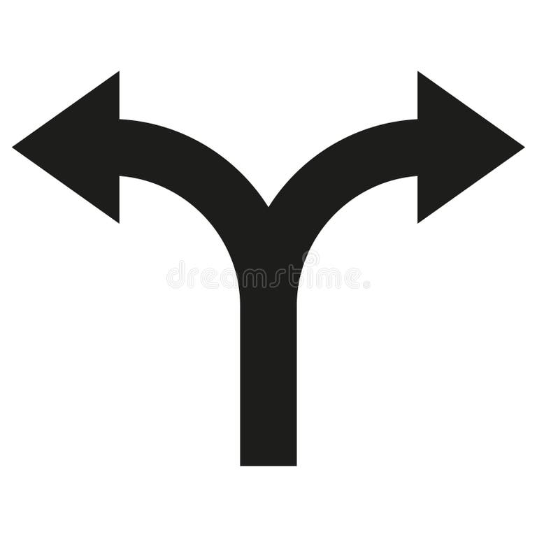 Split Turn Icon. Left Right Direction. Black Arrow Vector. Navigation ...