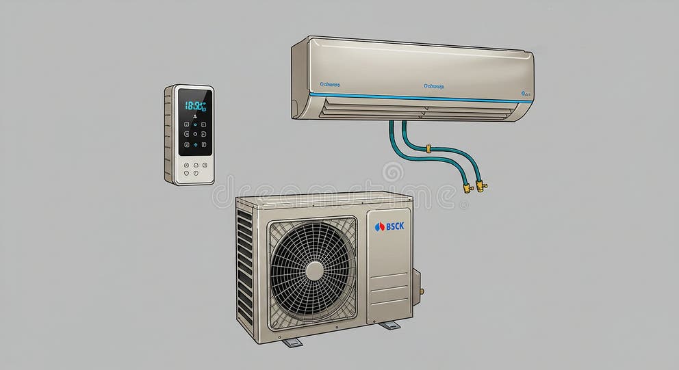 Split-type Air Conditioning System Featuring an Indoor Unit, Outdoor ...