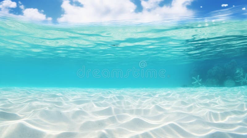 Split Underwater View with Sunny Sky and Serene Sea Stock Illustration ...