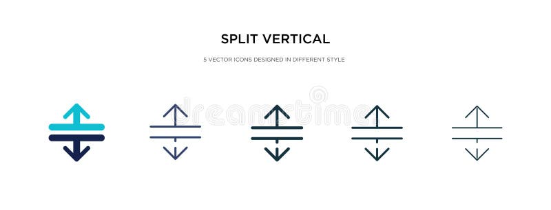 Split Vertical Icon in Different Style Vector Illustration. Two Colored ...